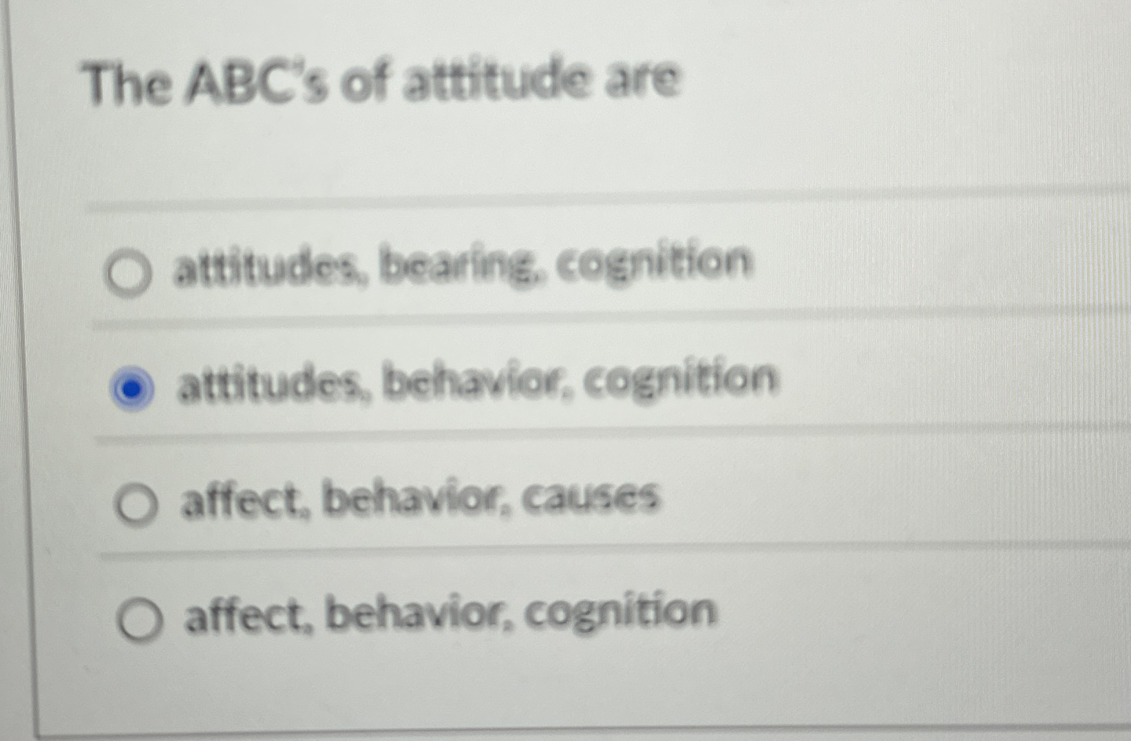 Solved The ABC's of attitude areattitudes, bearing, | Chegg.com