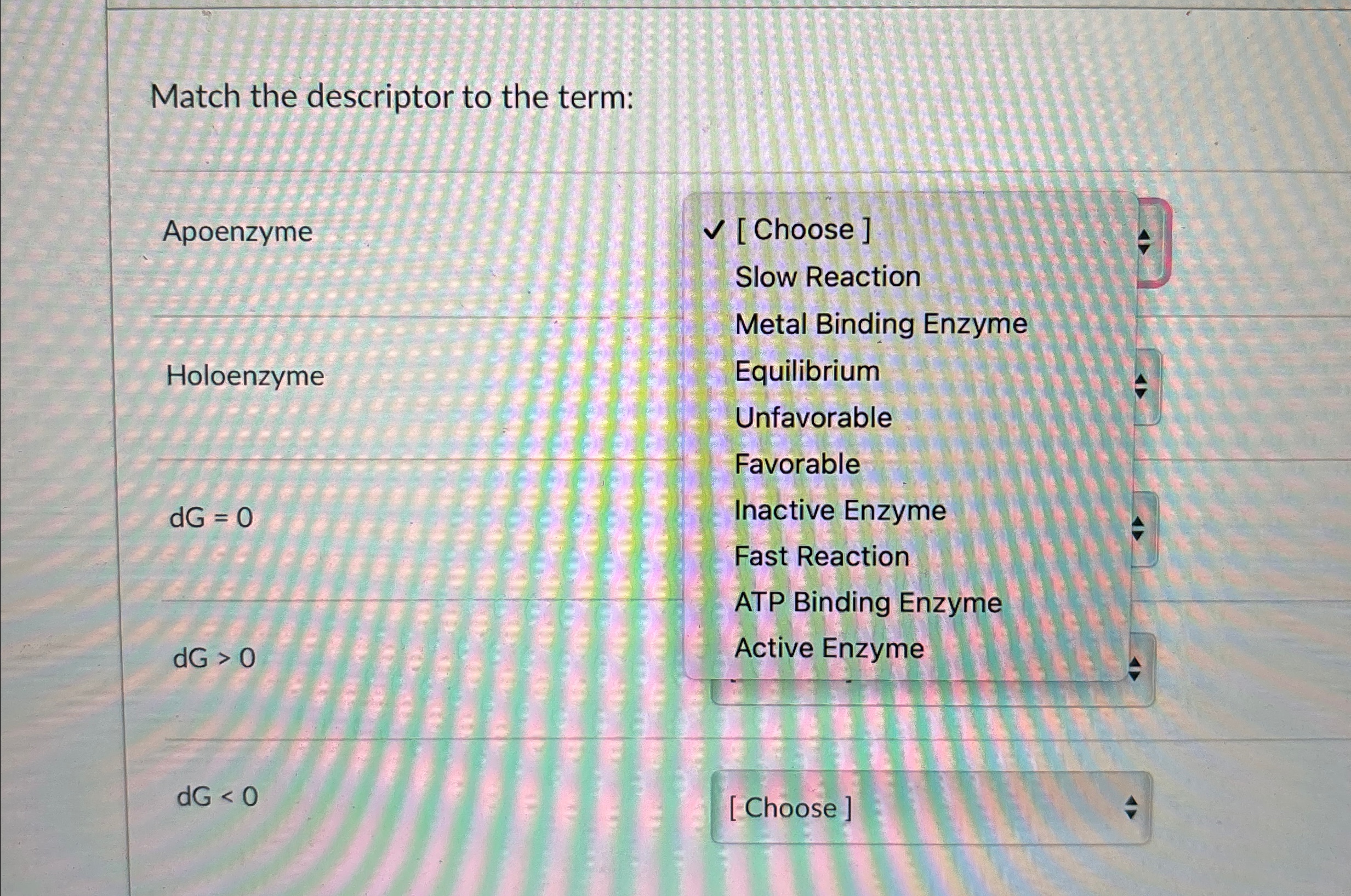Solved Match the descriptor to the | Chegg.com