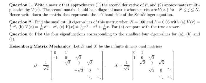 Solved Question 1 Write A Matrix That Approximates 1 The 