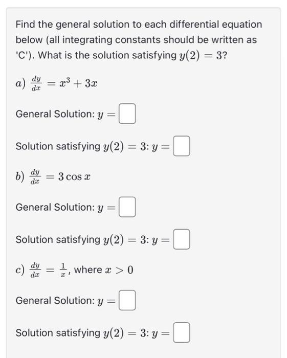Solved Find the general solution to each differential | Chegg.com