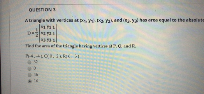 Solved QUESTION 3 A triangle with vertices at (x1, y1), (x2, | Chegg.com