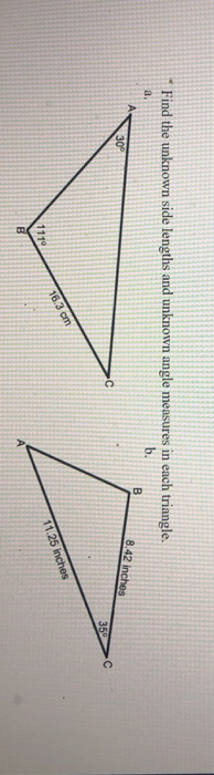 Solved Find the unknown side lengths and unknown angle | Chegg.com