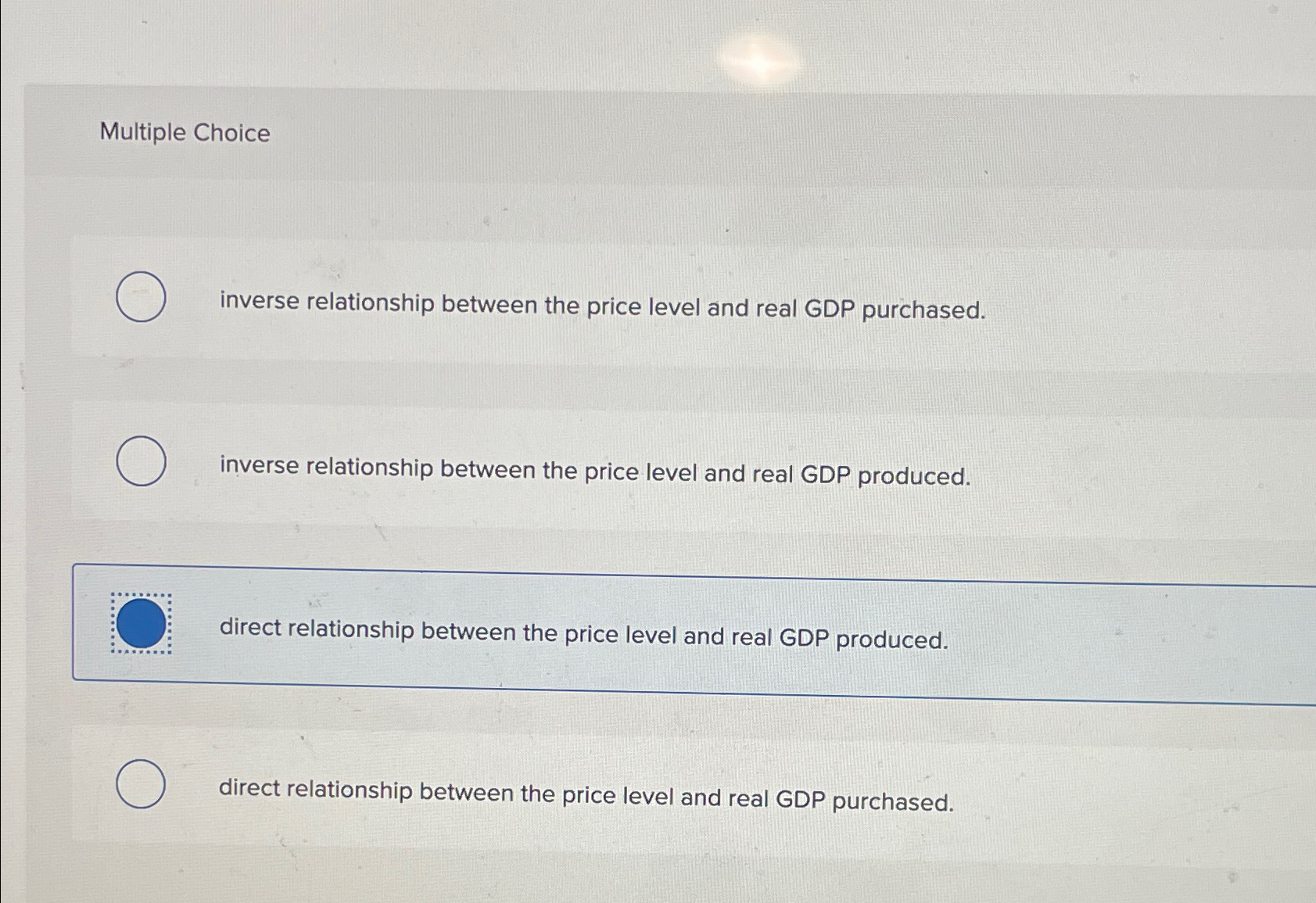 Solved Multiple Choiceinverse relationship between the price | Chegg.com