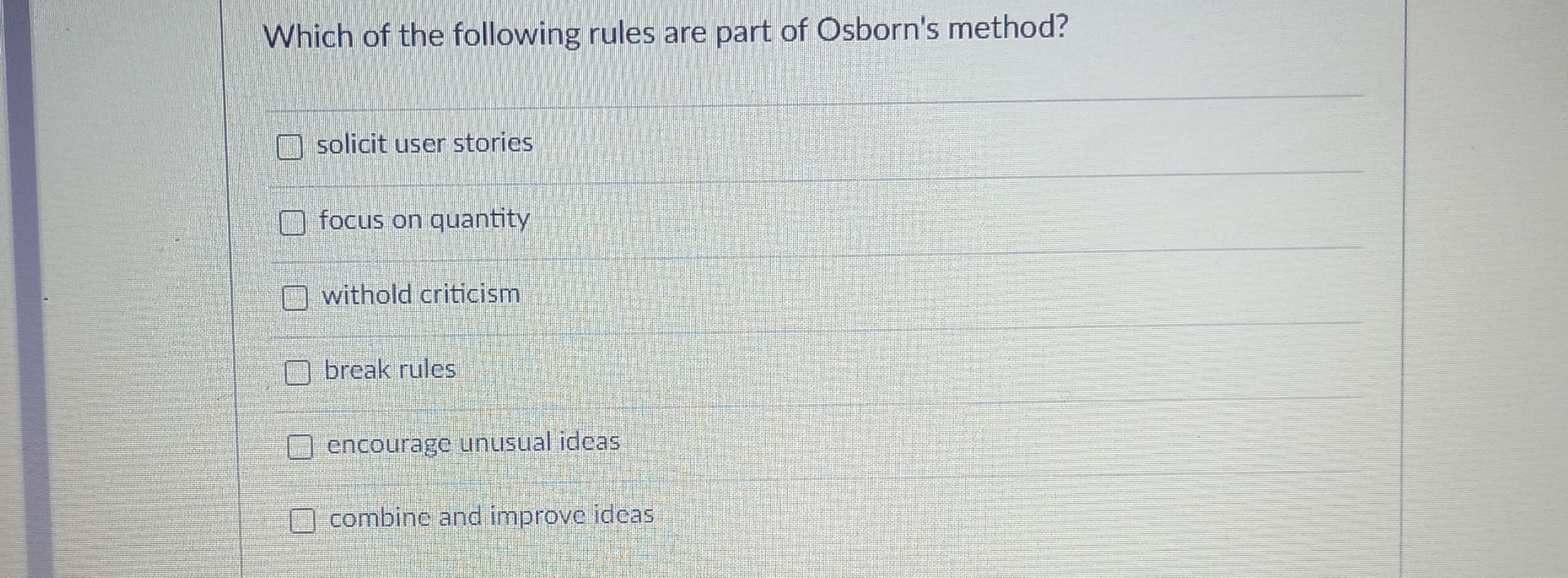 Solved Which of the following rules are part of Osborn's | Chegg.com