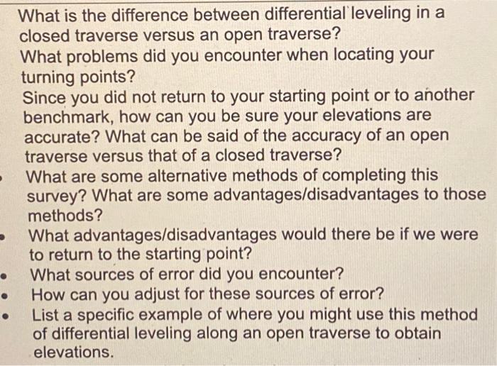 Solved What is the difference between differential leveling | Chegg.com