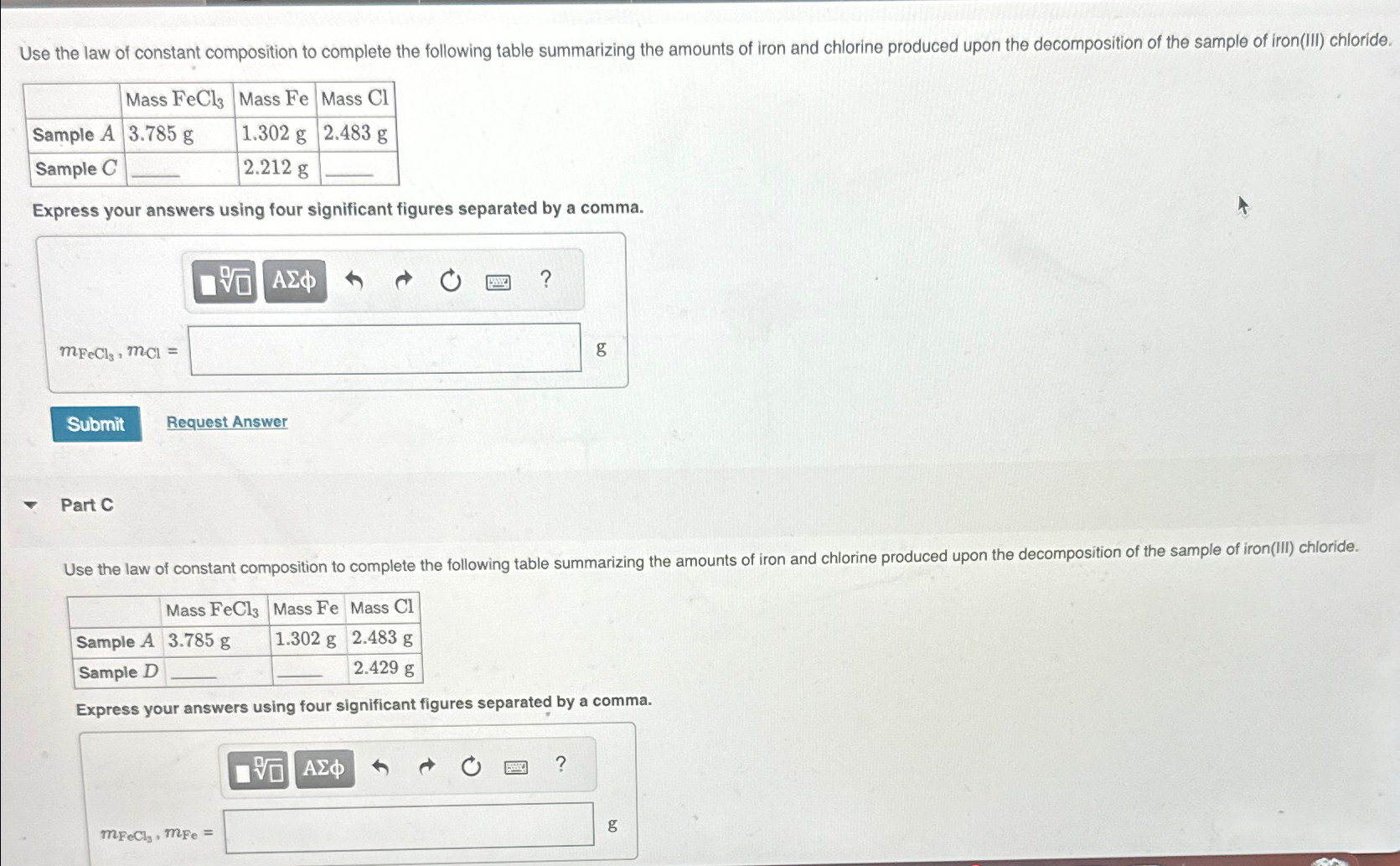 Solved Use the law of constant composition to complete the | Chegg.com
