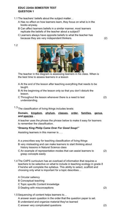 10 QUESTION 2 2.1 A lesson plan guides a teacher's | Chegg.com