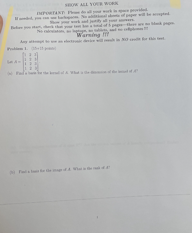 Solved SHOW ALL YOUR WORKIMPORTANT: Please do all your work | Chegg.com