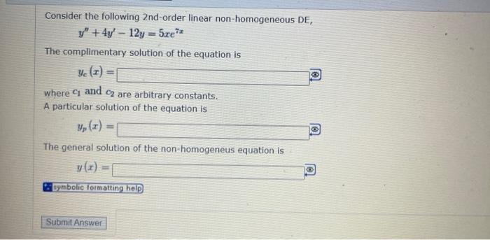 Consider the following 2nd-order linear | Chegg.com