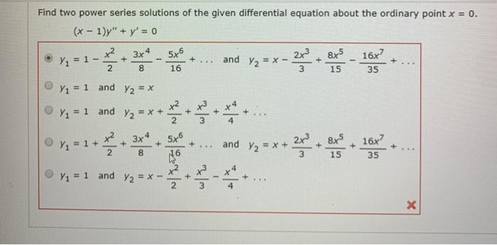 Solved Find two power series solutions of the given | Chegg.com