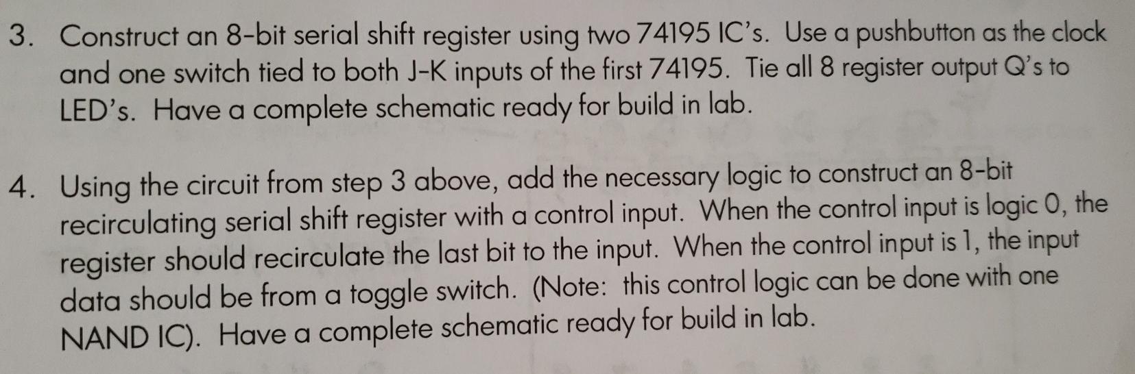 3. Construct an 8-bit serial shift register using two | Chegg.com