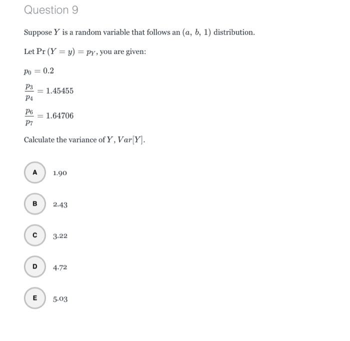 Solved Question 9 Suppose Y is a random variable that | Chegg.com