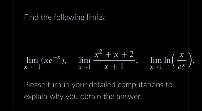 Solved Find the following limits: | Chegg.com
