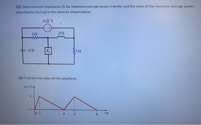 Solved Q3. Determine the impedance ZL for maximum average | Chegg.com