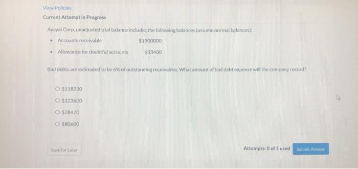 Solved View Policies Current Attempt in Progress Ayayai | Chegg.com
