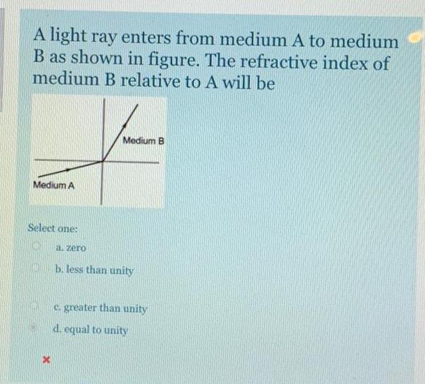 Solved A light ray enters from medium A to medium B as shown | Chegg.com