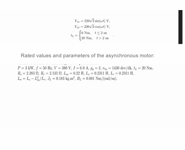 dynamic model of asynchronous motor Homework Perform | Chegg.com