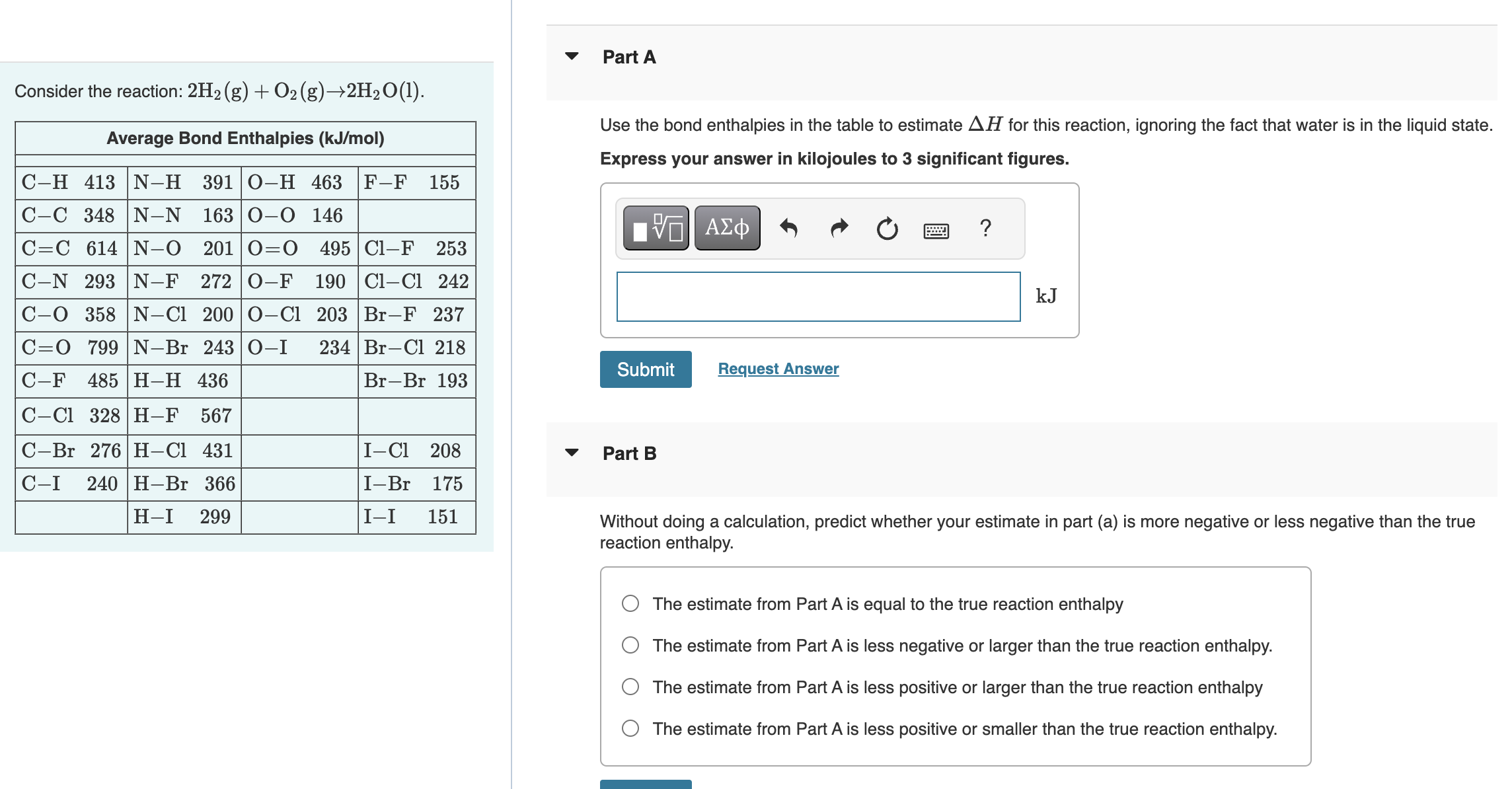 Solved 3 ﻿questions Part AConsider the reaction: | Chegg.com