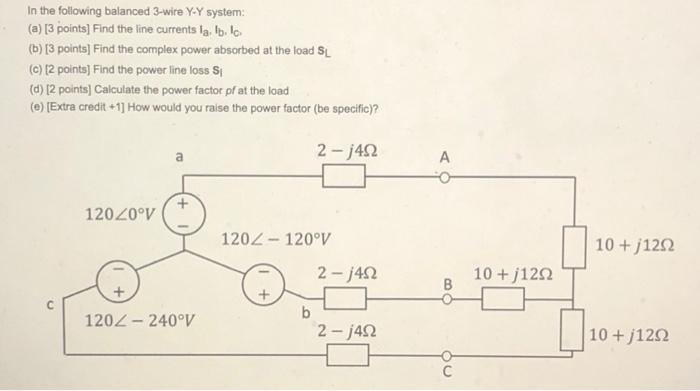 Solved In the following balanced 3-wire Y-Y system: (a) [ 3 | Chegg.com
