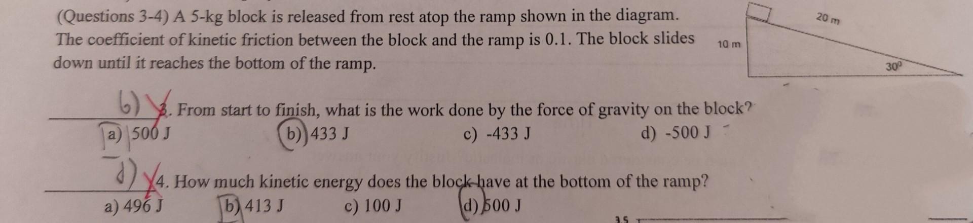 Solved (Questions 3-4) A 5-kg block is released from rest | Chegg.com
