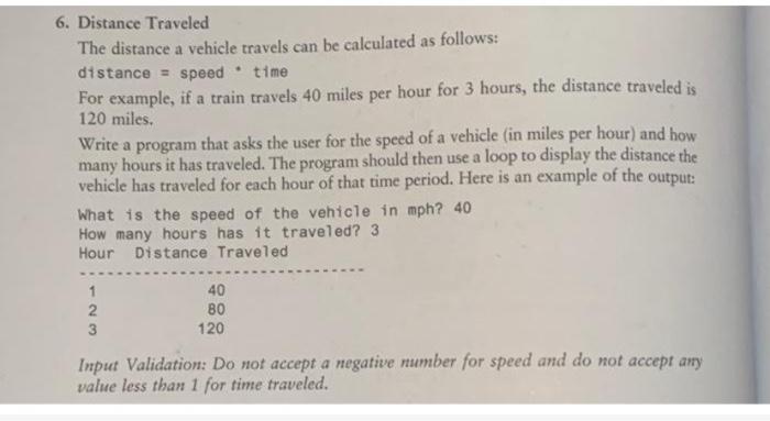 Solved a 6. Distance Traveled The distance a vehicle travels | Chegg.com
