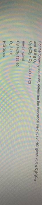 Solved For the following equation, determine the theoretical | Chegg.com
