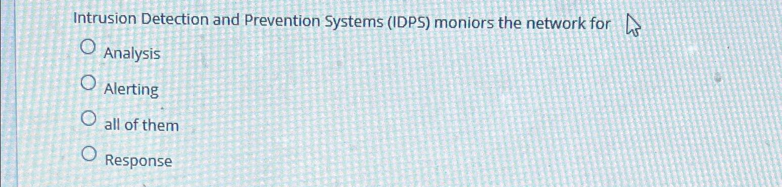 Solved Intrusion Detection and Prevention Systems (IDPS) | Chegg.com