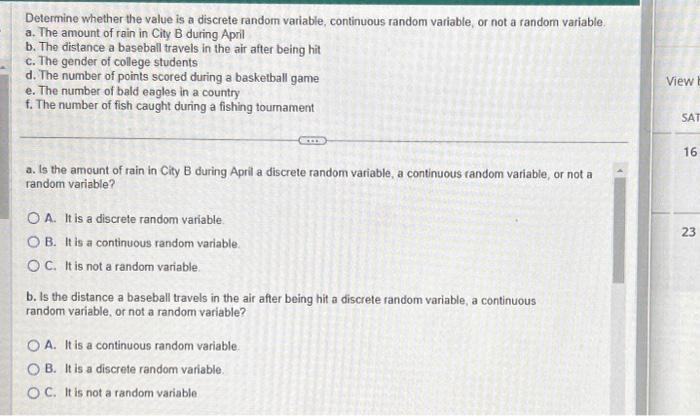 Solved Determine whether the value is a discrete random | Chegg.com