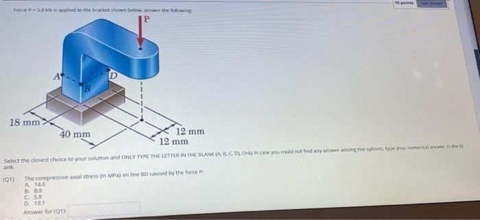 Solved site Force P-3 in applied to the bracket shown | Chegg.com
