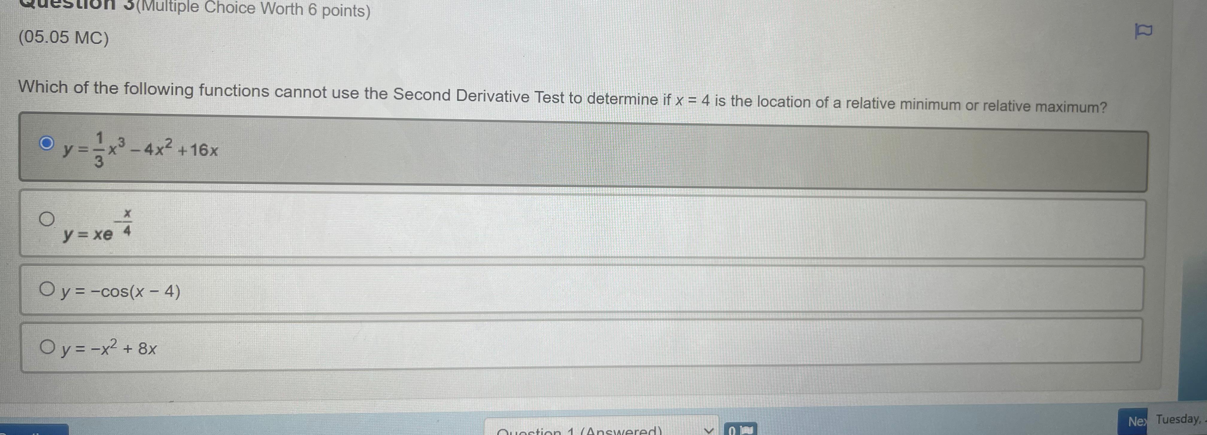 Solved (05.05 ﻿MC)Which of the following functions cannot | Chegg.com