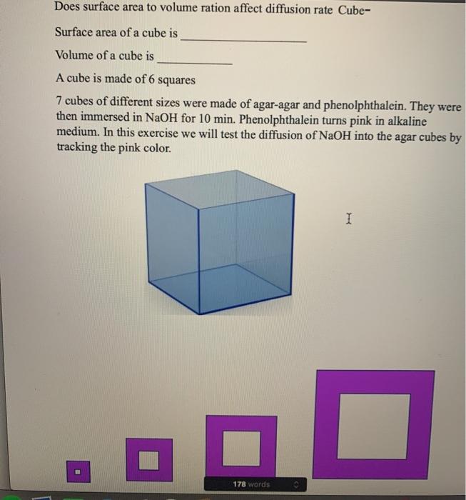 Does surface area to volume ration affect diffusion | Chegg.com