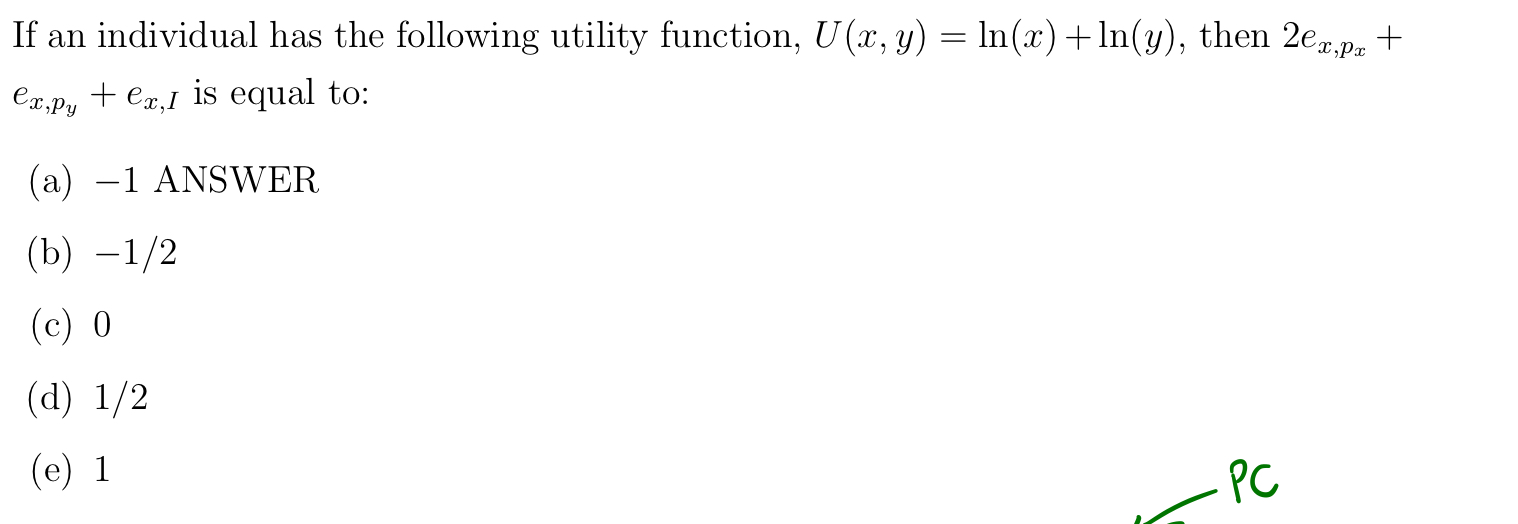 Solved If an individual has the following utility function, | Chegg.com