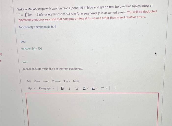 Solved Write A Matlab Script With Two Functions Denoted In 6506