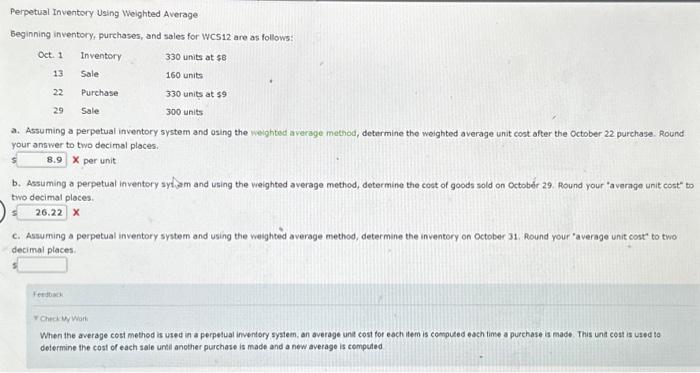 Solved Perpetual Inventory Using Weighted Average Beginning | Chegg.com