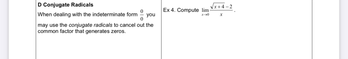 Solved D Conjugate RadicalsWhen dealing with the | Chegg.com
