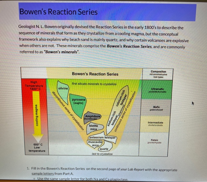 Solved Bowen's Reaction Series Geologist N. L. Bowen | Chegg.com