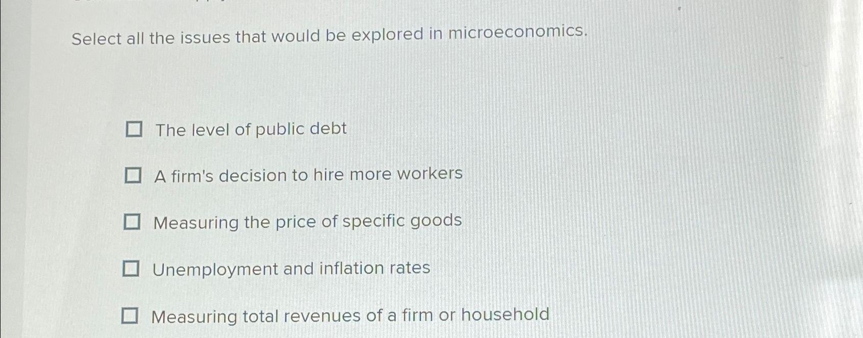 Solved Select all the issues that would be explored in | Chegg.com