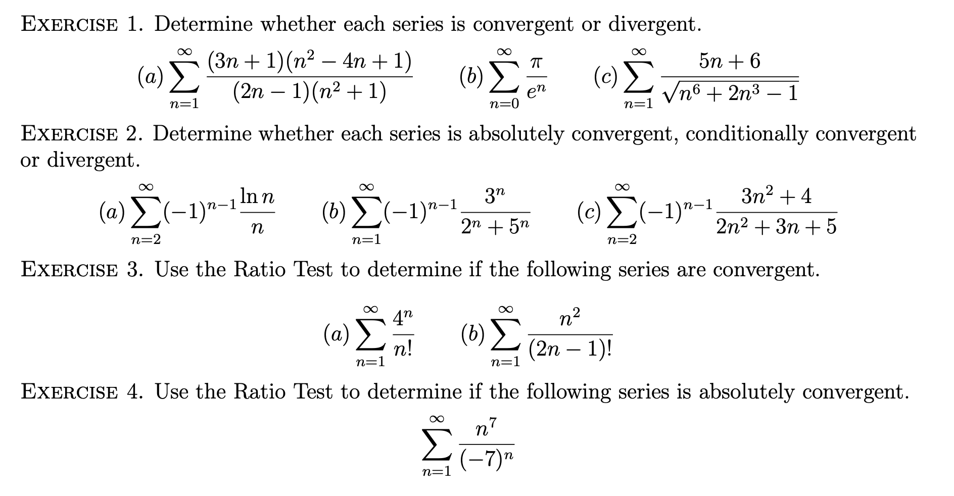 Solved EXERCISE 1. ﻿Determine whether each series is | Chegg.com