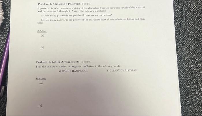 Solved Problem 7. Choosing a Password. 5 points. A passurd | Chegg.com