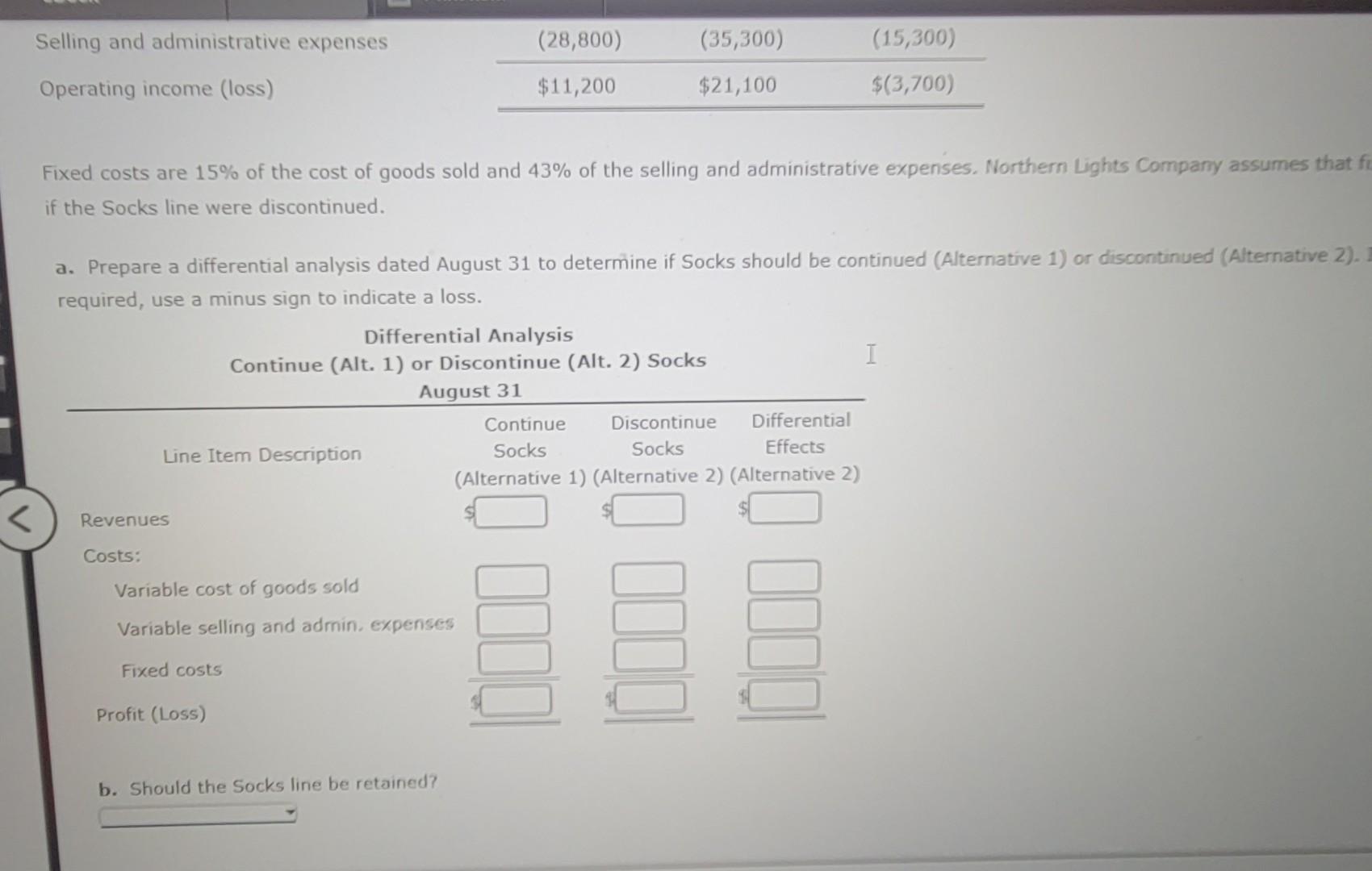 Solved Differential Analysis for a Discontinued Product The | Chegg.com