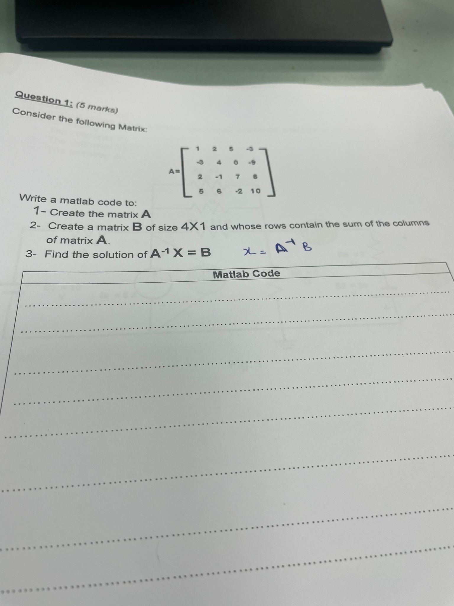 Solved Question 1: (5 ﻿marks)Consider the following | Chegg.com