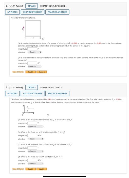 Solved -/1,11 Points] SERPSE10 29.1.OP.004.MI. Consider the | Chegg.com