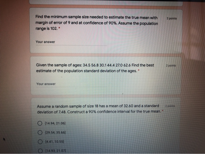 Solved Find the minimum sample size needed to estimate the | Chegg.com