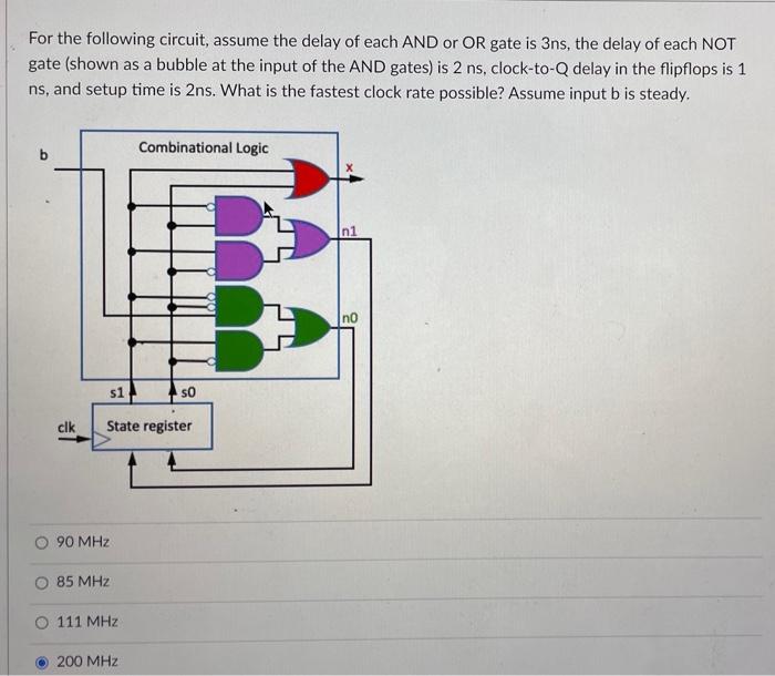 Solved For the following circuit, assume the delay of each | Chegg.com