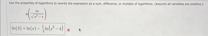 Solved Use the properties of logarithms to rewrite the | Chegg.com