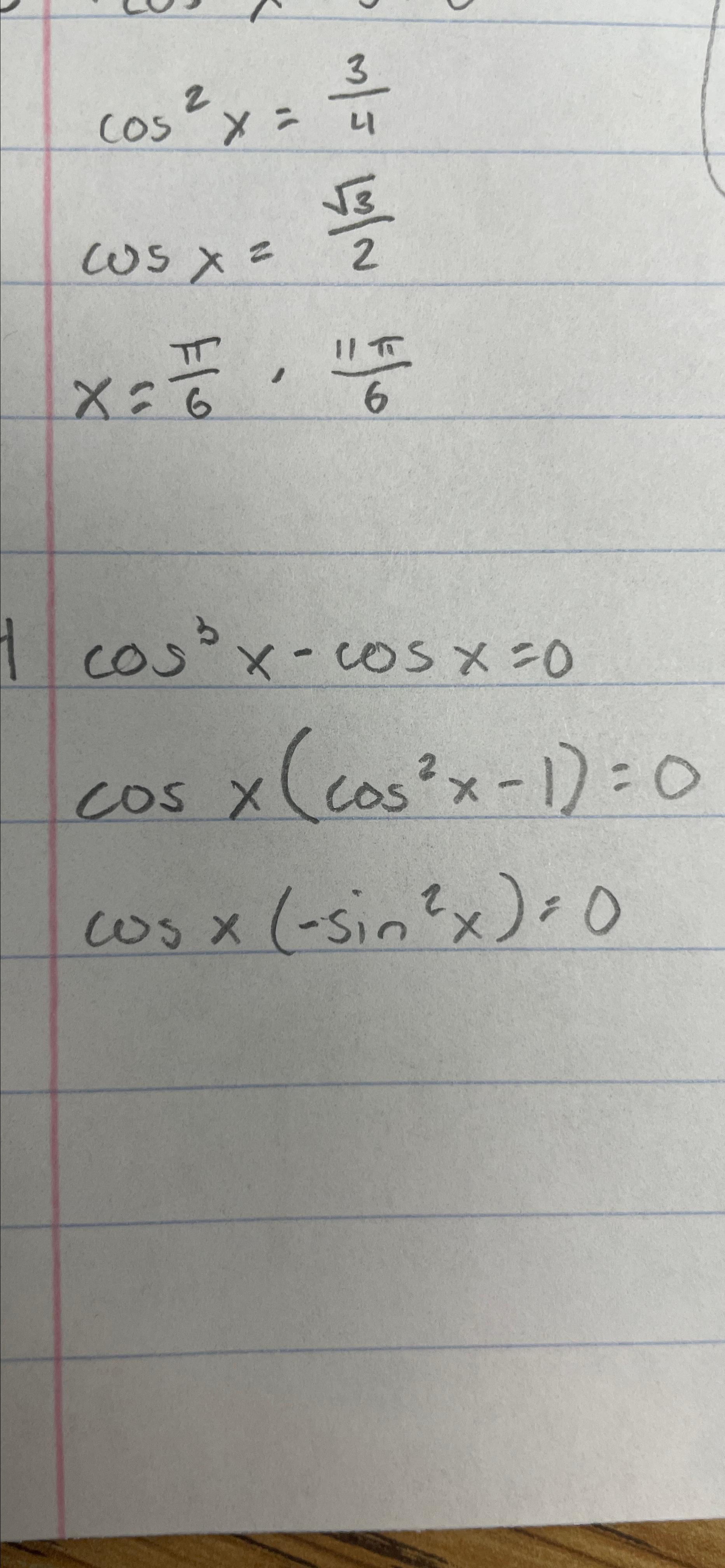 Solved cos2x=34cosx=322x=π6,11π6cos3x-cosx=0cosx(cos2x-1)=0c | Chegg.com