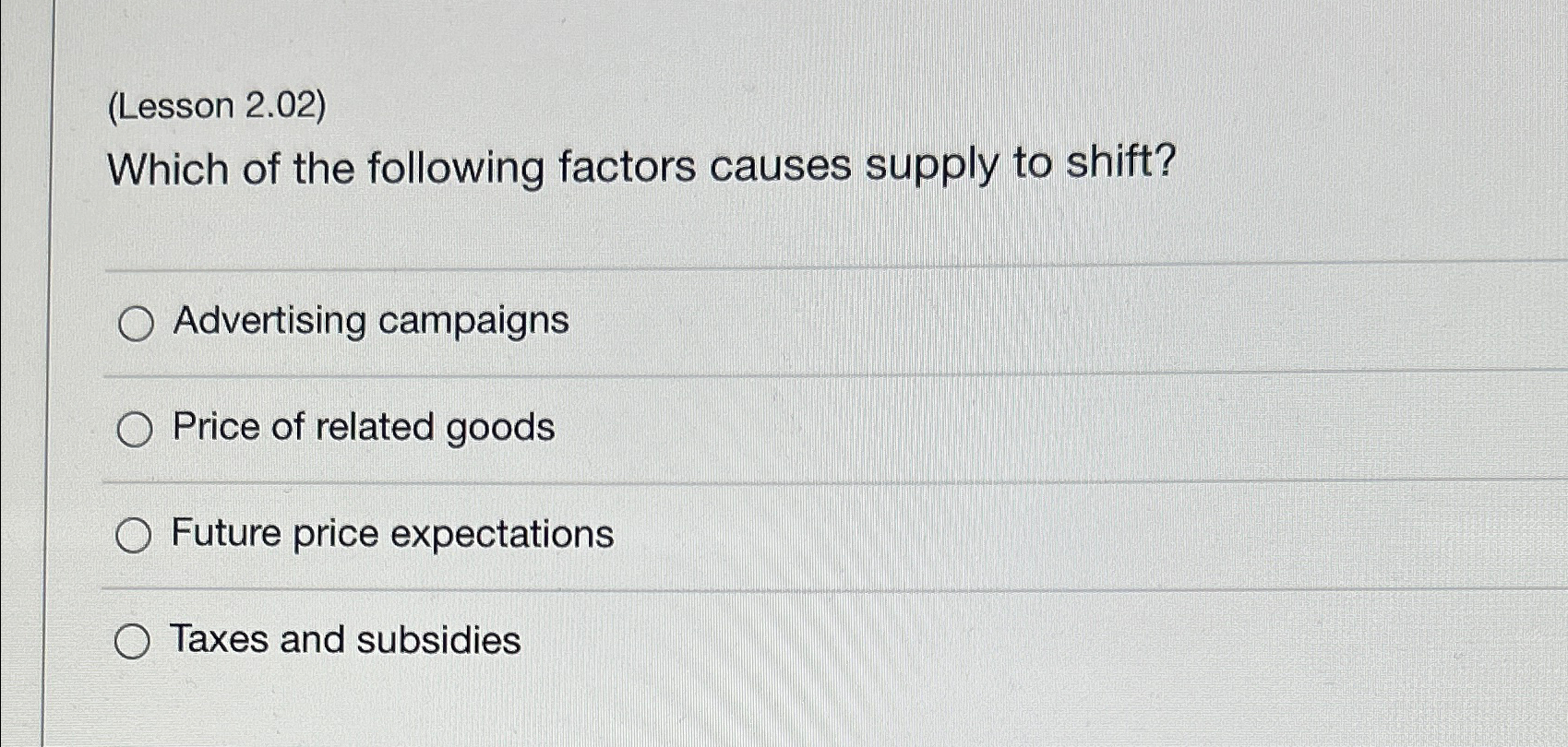 Solved (Lesson 2.02)Which of the following factors causes | Chegg.com