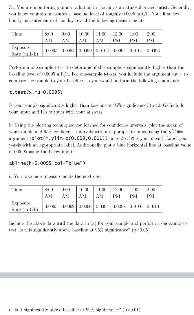 Solved 3a. ﻿You are monitoring gamma radiation in the air as | Chegg.com