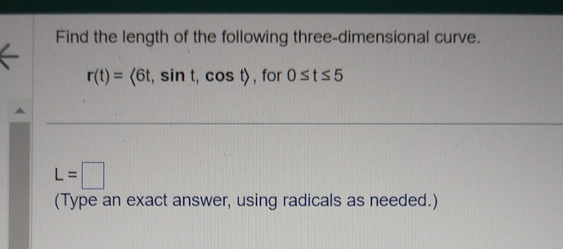 Solved Find the length of the following three-dimensional | Chegg.com