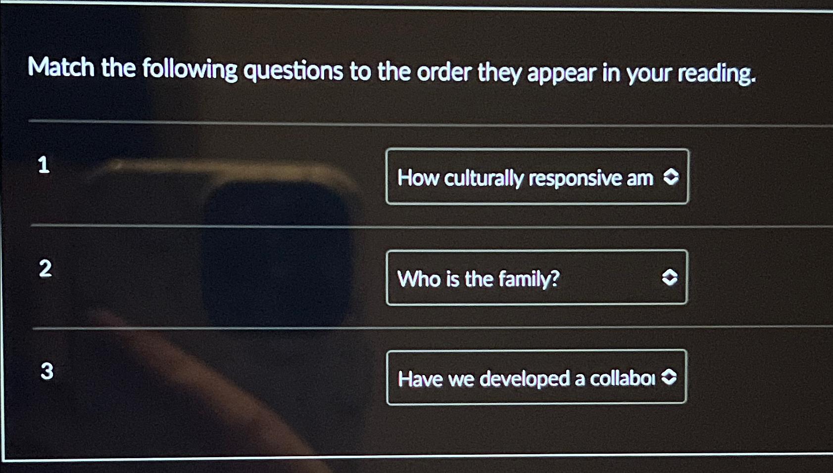 Solved Match the following questions to the order they | Chegg.com